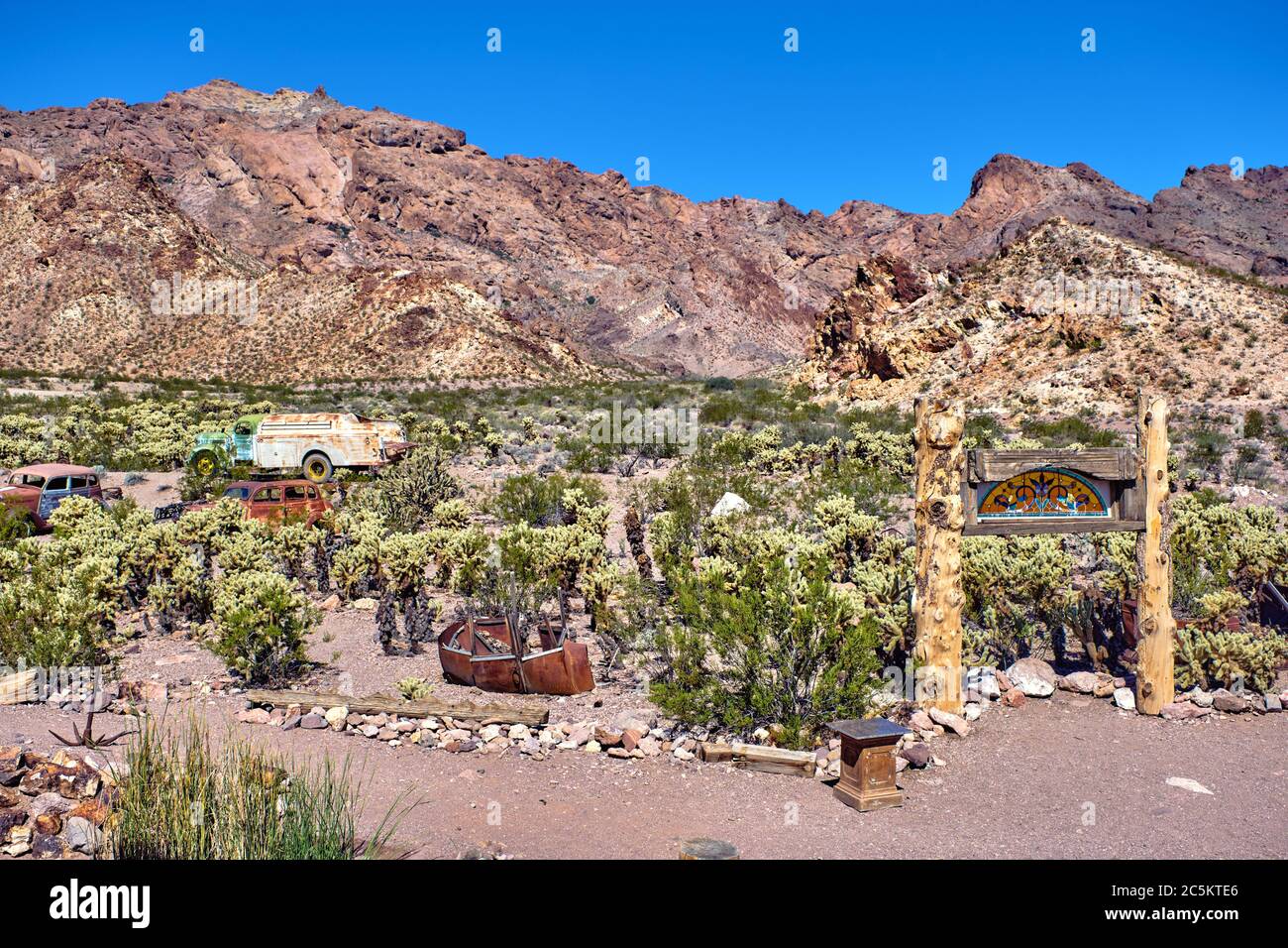 View of the Nelson Ghost Town of Nevada Stock Photo - Alamy