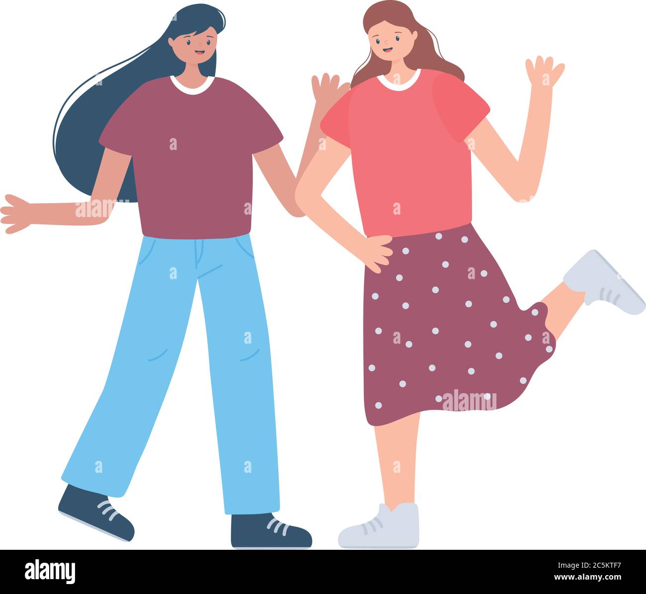 celebrating women cartoon characters cheerful vector illustration Stock ...