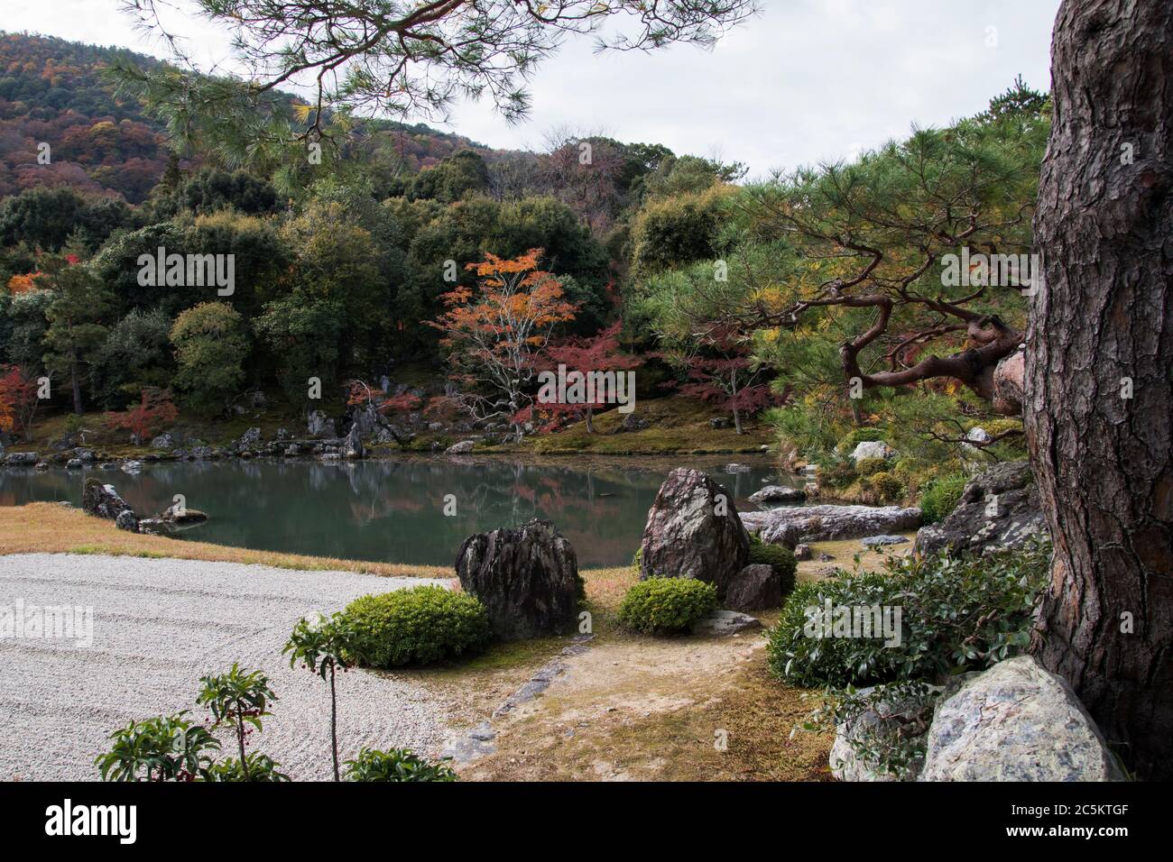 Beautiful zen garden in Tenryuji temple in Arashiyama, Kyoto, Japan ...
