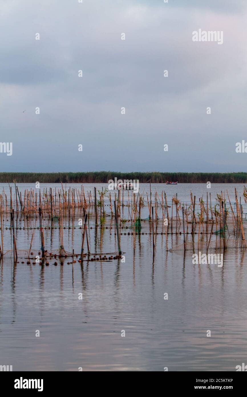 Sunset over Albufera freshwater lagoon and estuary on the Gulf of ...