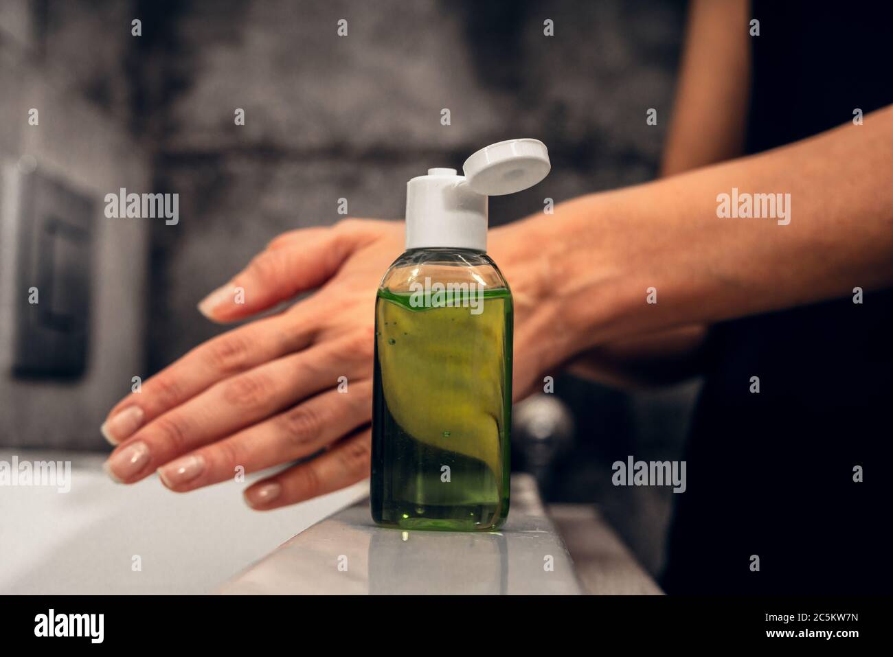 Coronavirus. Proper disinfection of hand treatment with alcohol gel ...