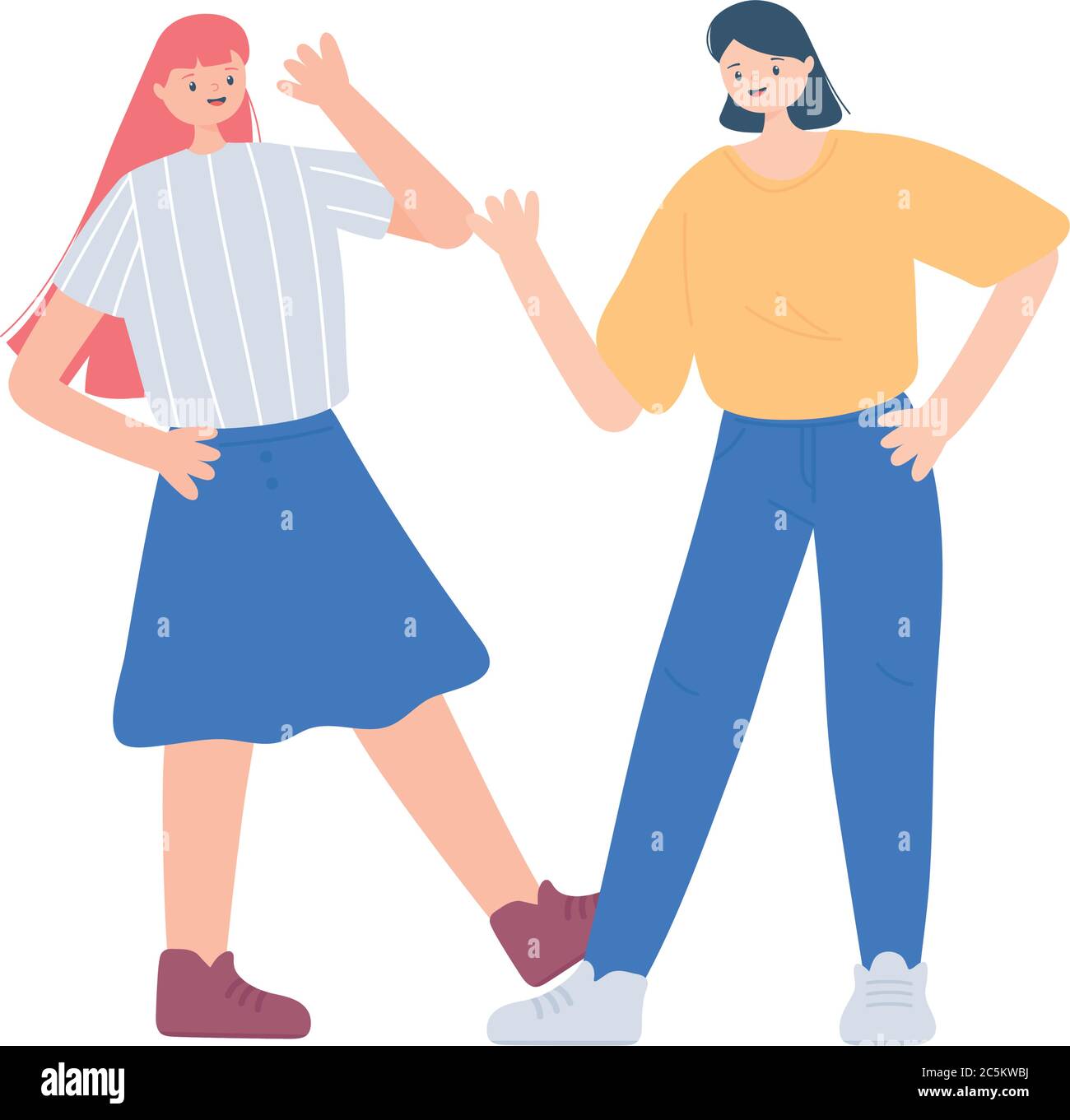 celebrating women cartoon characters cheerful vector illustration Stock ...