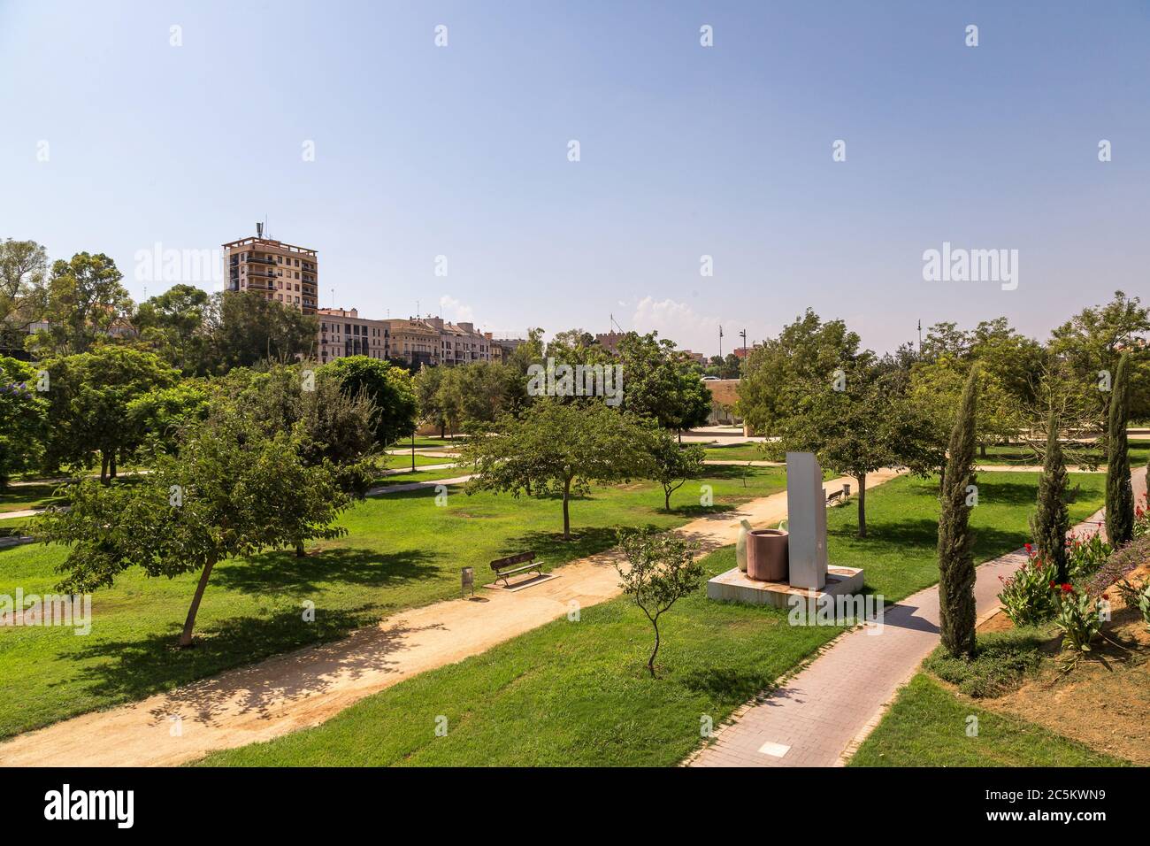 Valencia turia gardens valencia turia valencia palm tree hi-res stock ...