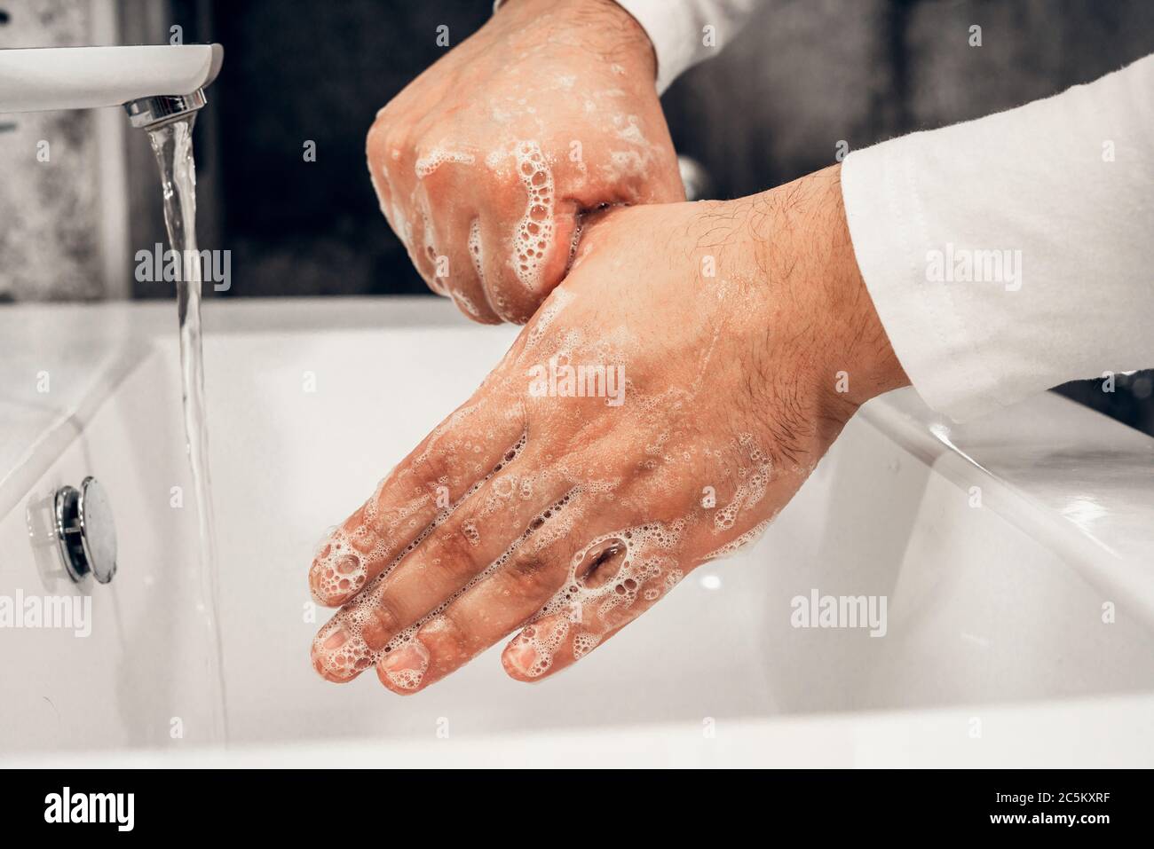 Coronavirus. Proper washing and handling of hands. Liquid antibacterial ...