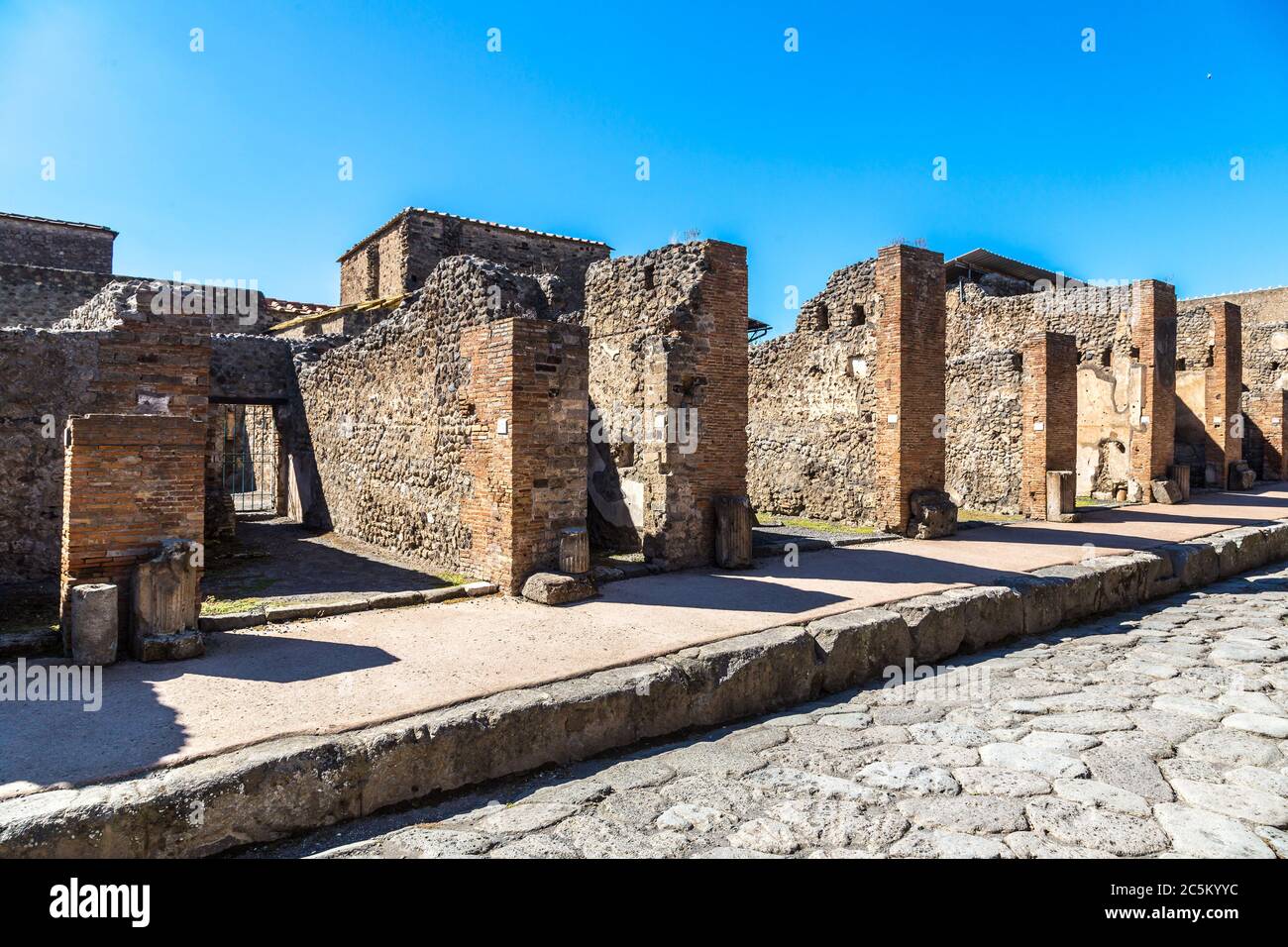 Pompeii city destroyed in 79BC by the eruption of Mount Vesuvius Stock ...