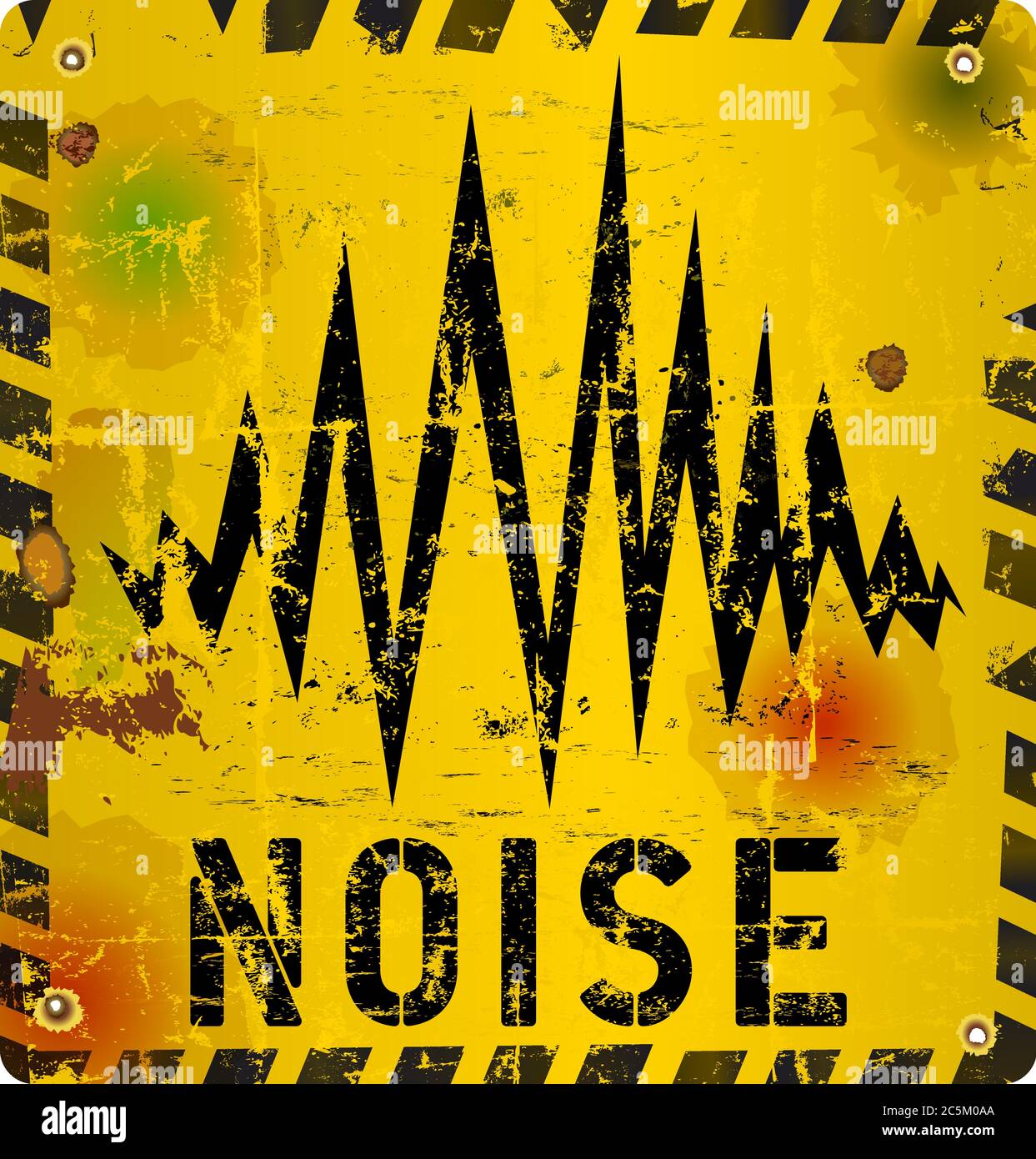 noise warning sign, grungy style, vector illustration Stock Vector ...