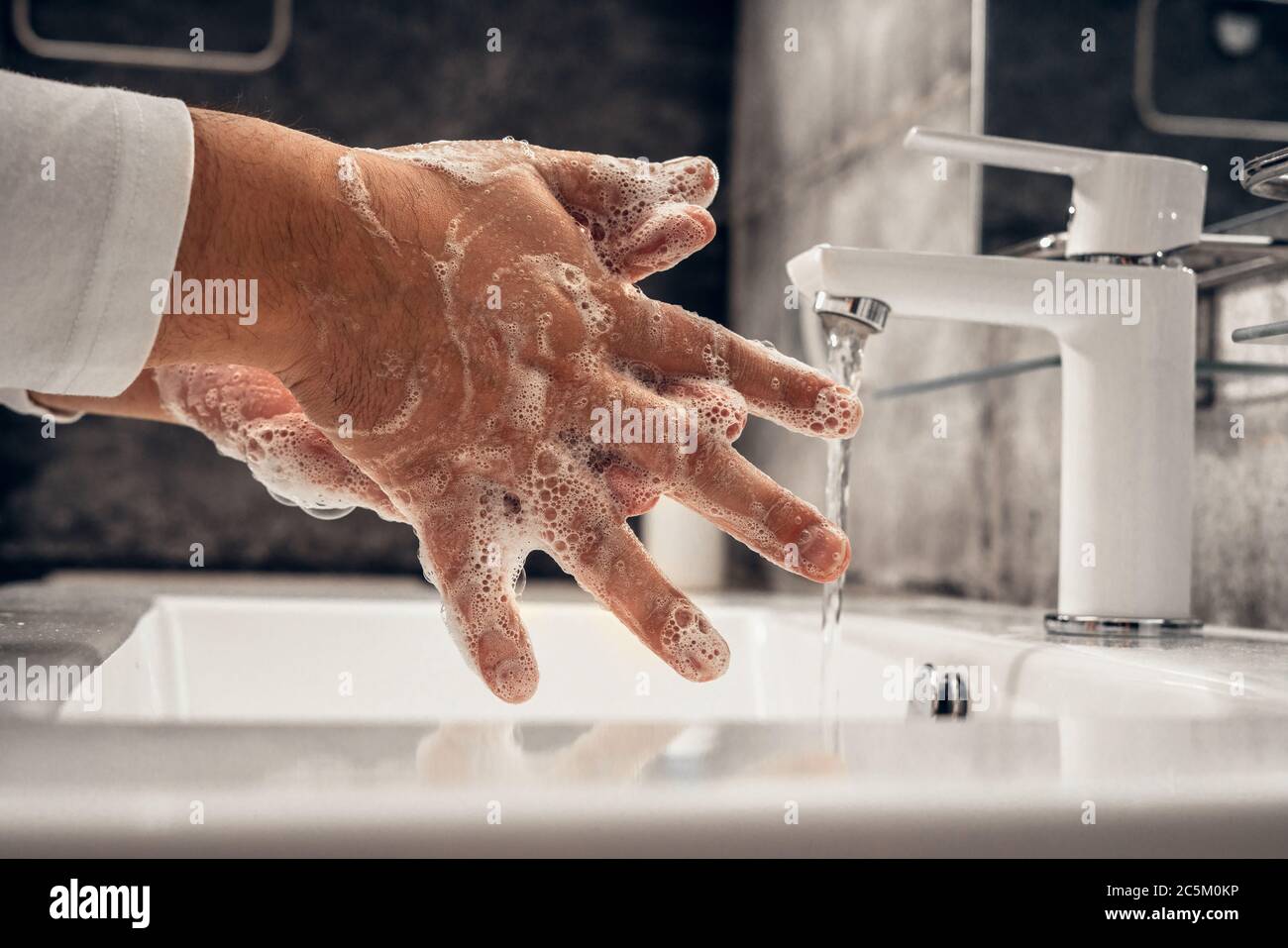 Coronavirus. Proper washing and handling of hands. Liquid antibacterial ...