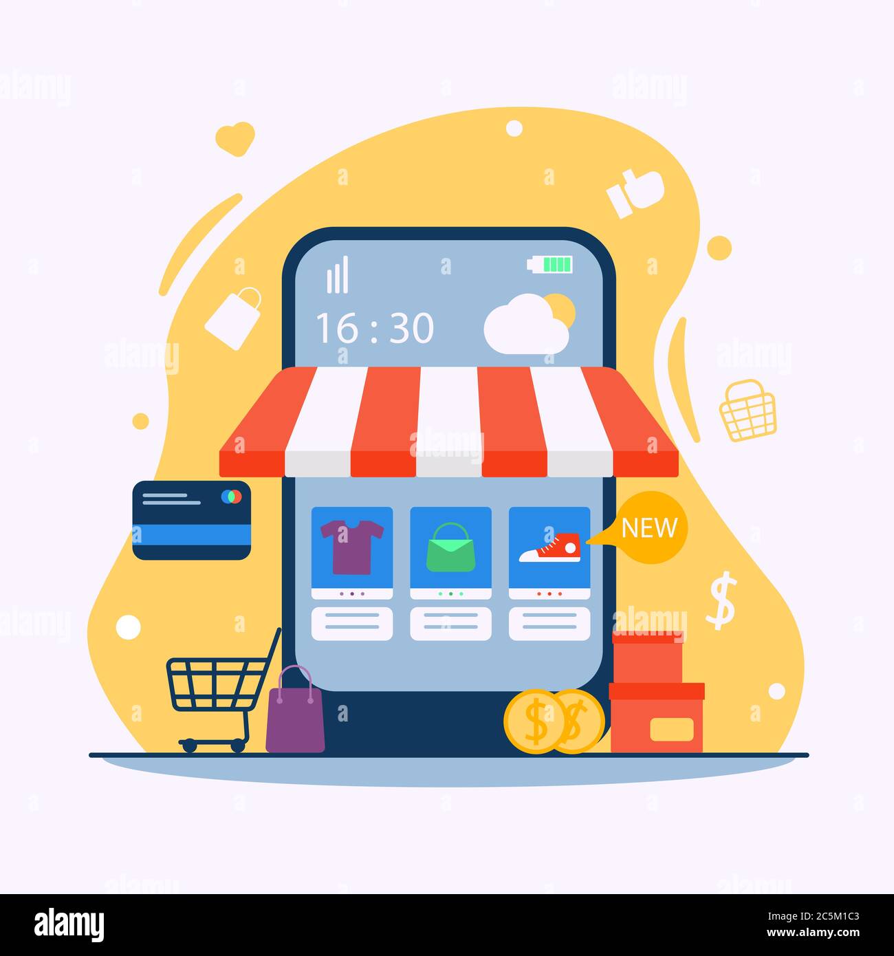 online shop illustration, e-commerce in flat design Stock Vector Image ...