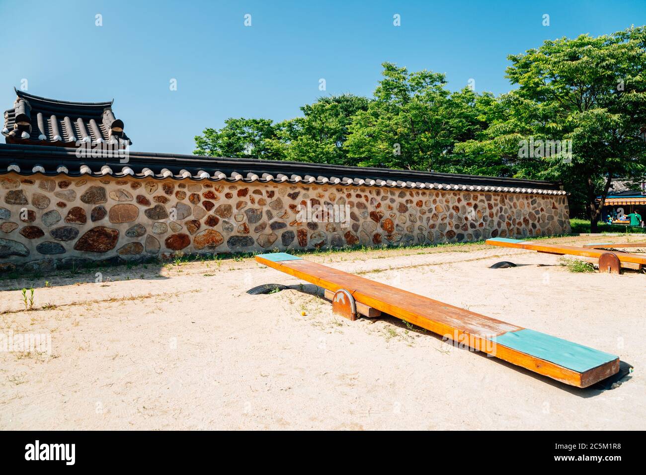 Seesaw on playground at Wolmi Park Traditional Garden in Incheon, Korea ...