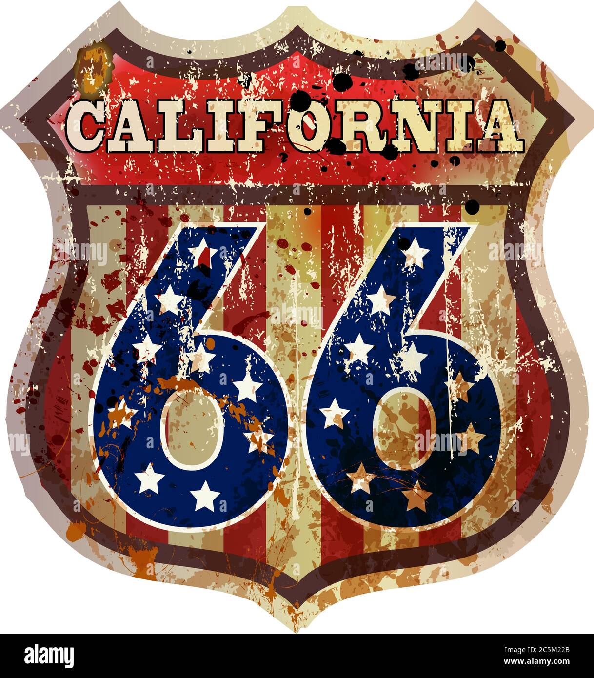 Route 66 sign,distressed grungy roadsign, retro style, vector ...