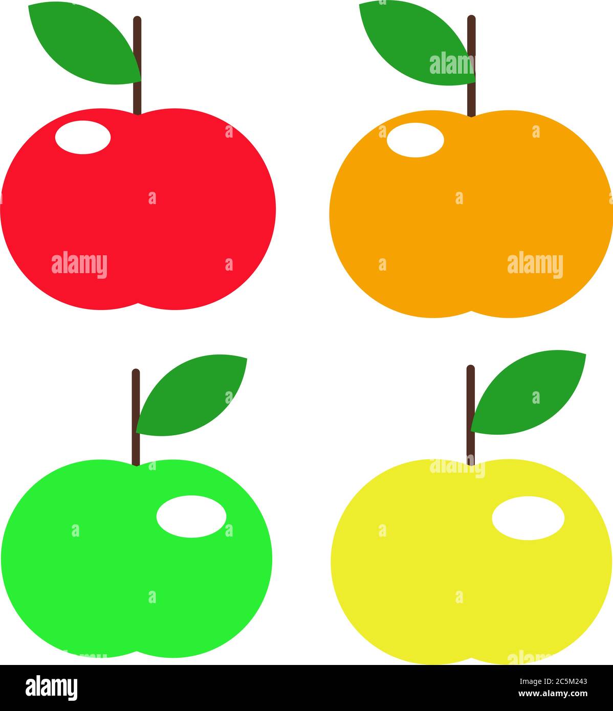 Set of apple icons. Vector. Green apple, yellow, red, orange Stock ...