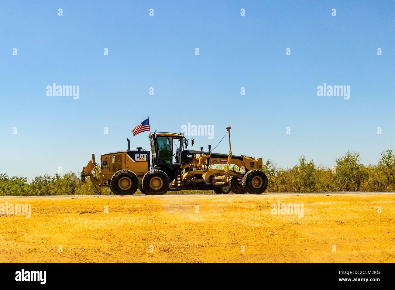 A Caterpillar 14M Grader at the re-route of Highway 132 in Modesto ...