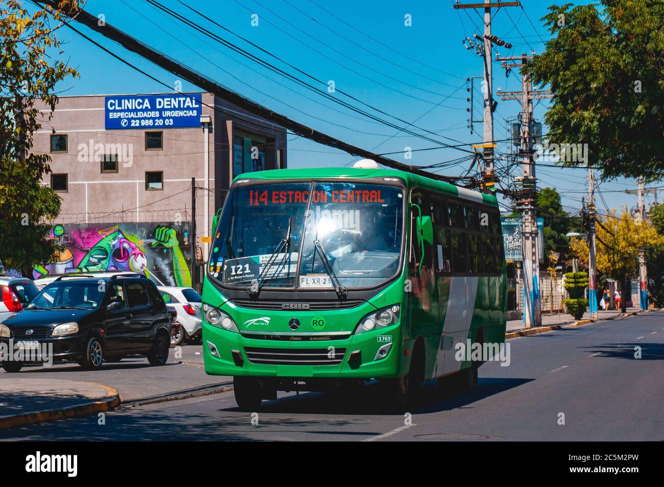 Santiago, Chile - March 2016: A public transport bus in Santiago Stock ...