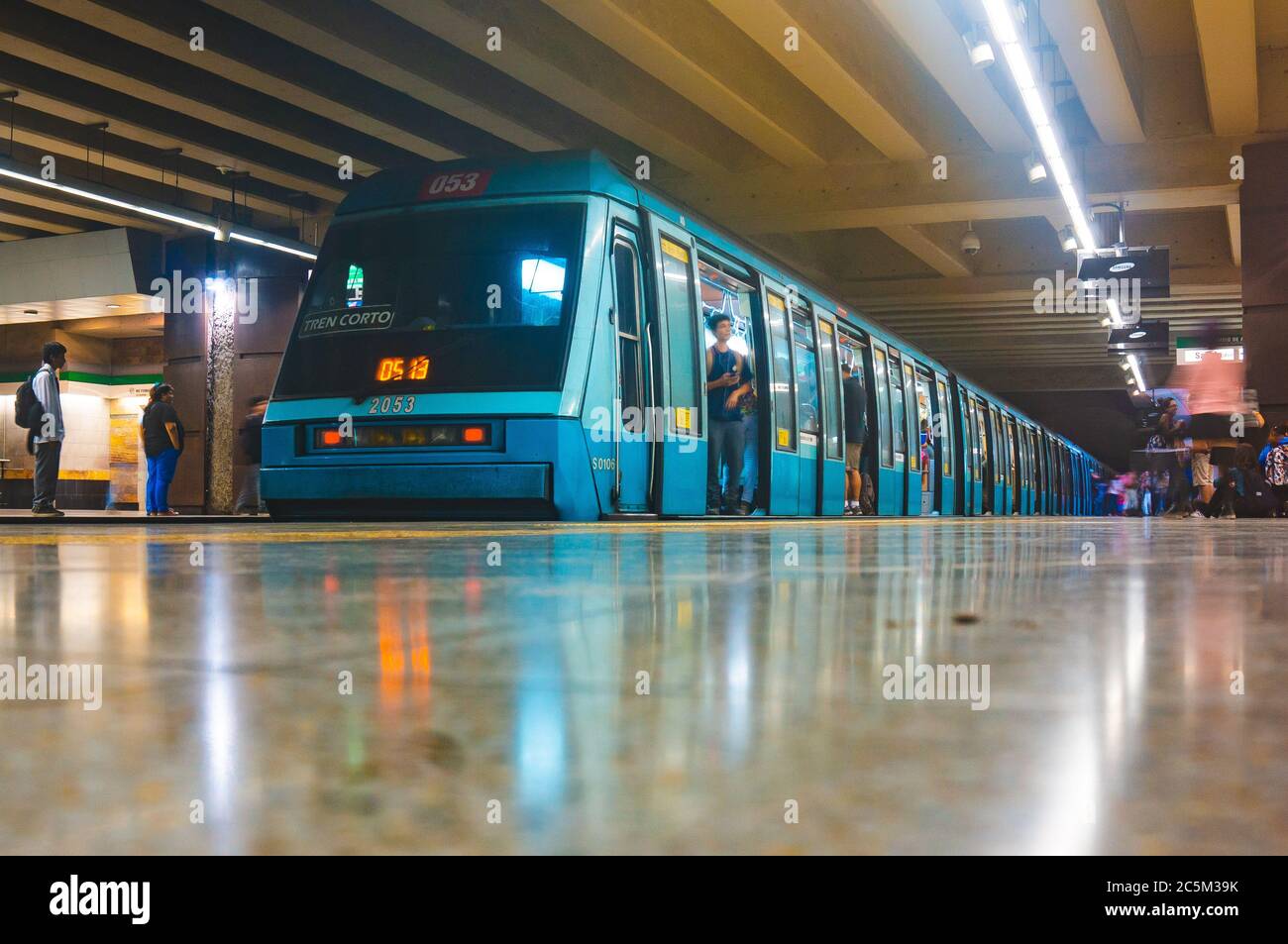 Santiago, Chile - May 2016: A Metro de Santiago Train at Line 5 Stock ...