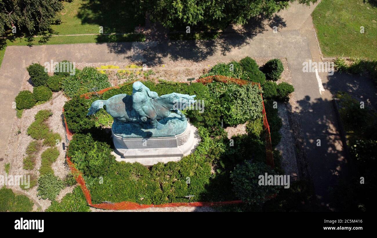 Aerial View of Robert E Lee Statue in Market Square Park in ...