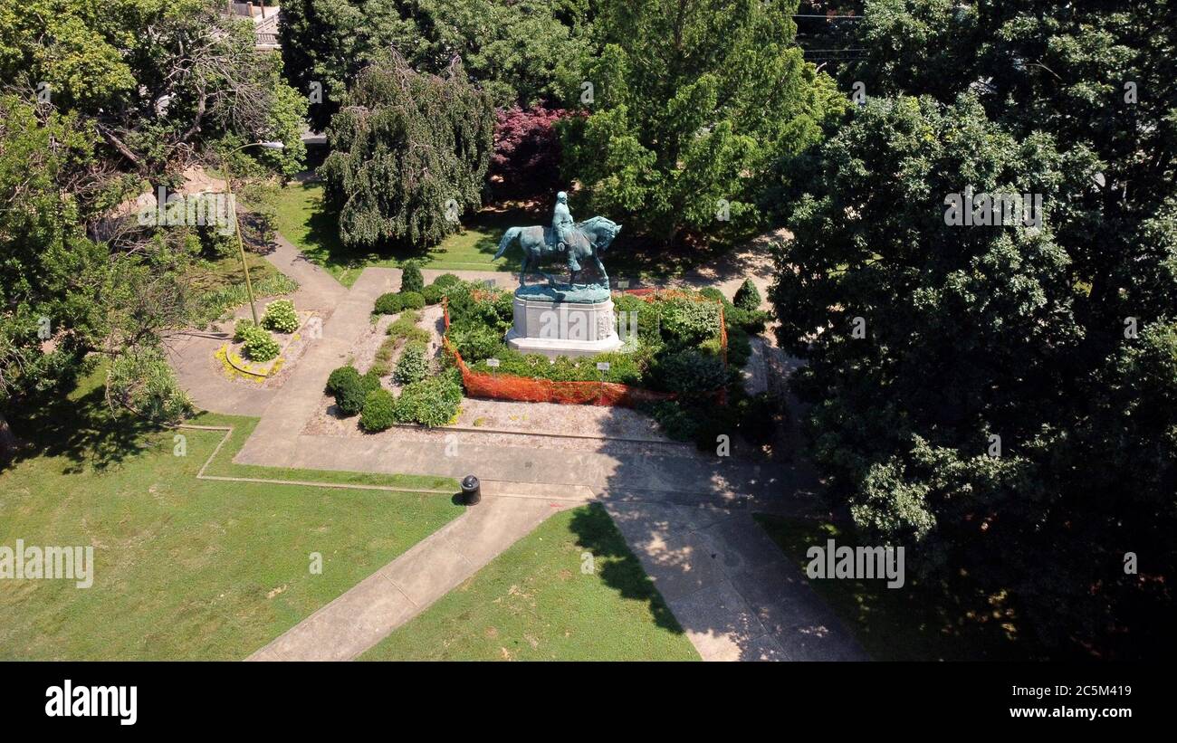 Aerial View of Robert E Lee Statue in Market Square Park in ...