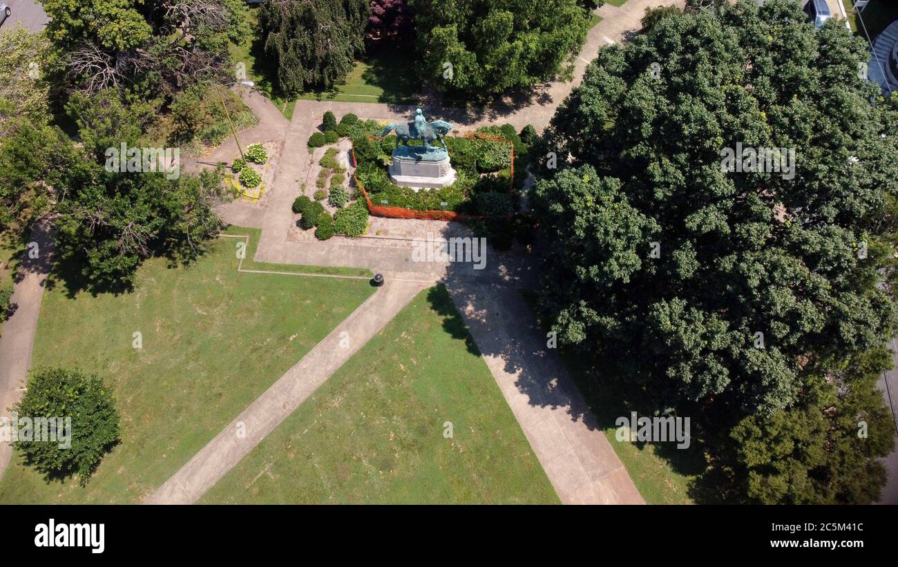 Aerial View of Robert E Lee Statue in Market Square Park in ...