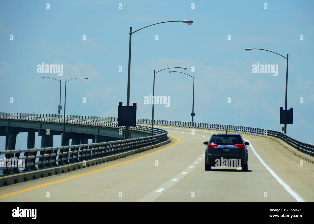 Virginia, U.S.A - June 29, 2020 - The light traffic on Chesapeake Bay Bridge Tunnel in the ...
