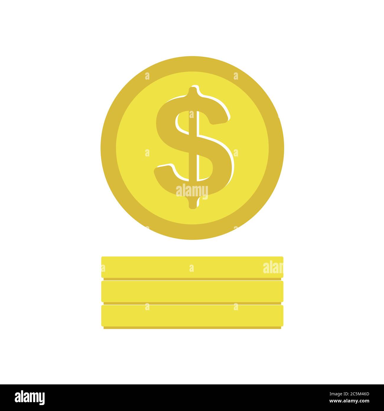 Golden coin on white background. Vector illustration in trendy flat ...