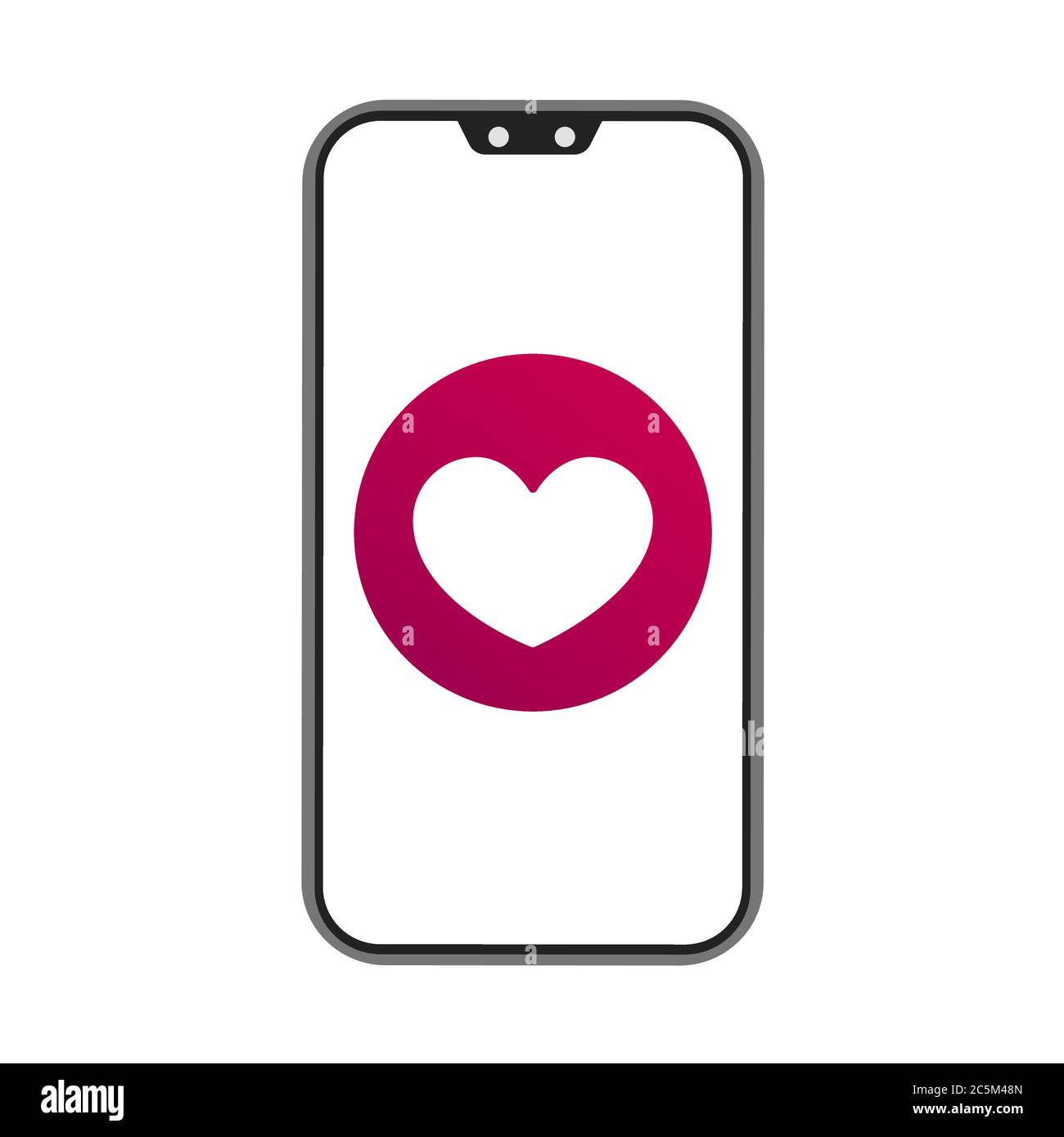 Phone and heart on white background. Vector illustration in trendy flat ...