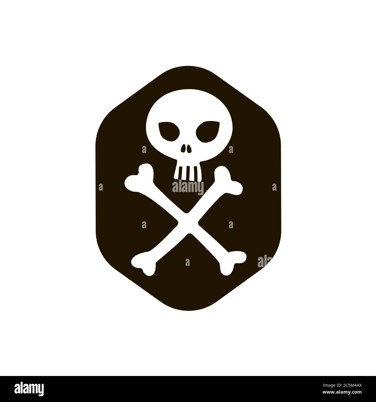 Human skull with bones sign on white background. Vector illustration in ...