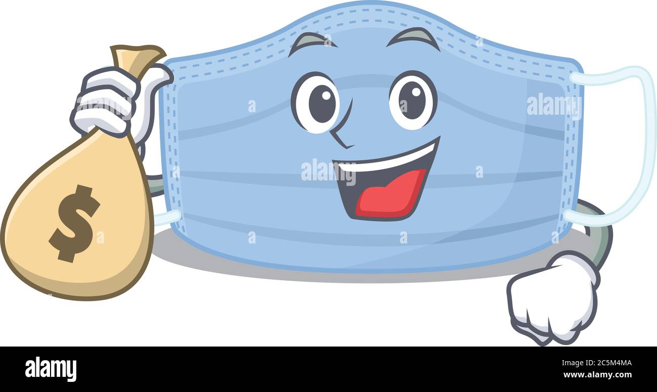 Crazy rich surgical mask mascot design having money bags Stock Vector ...