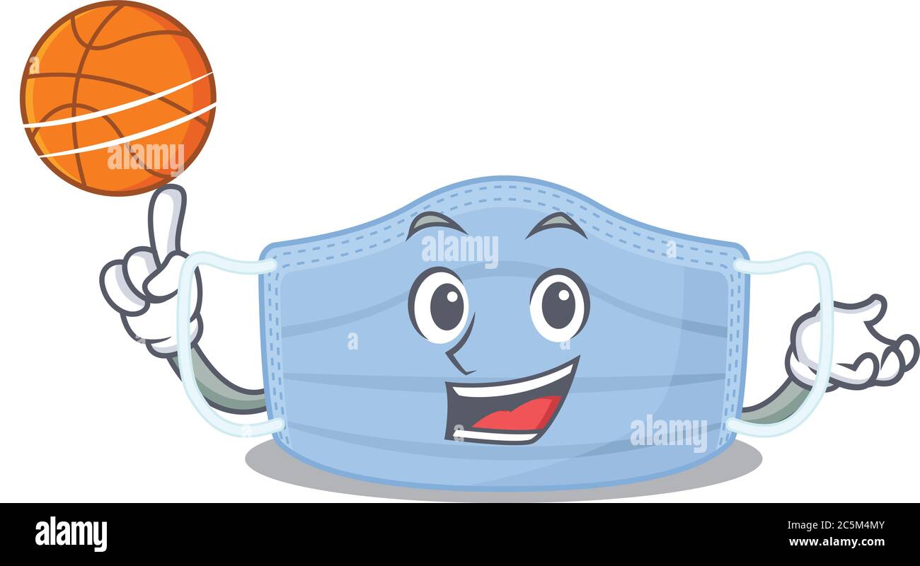 Sporty cartoon mascot design of surgical mask with basketball Stock ...