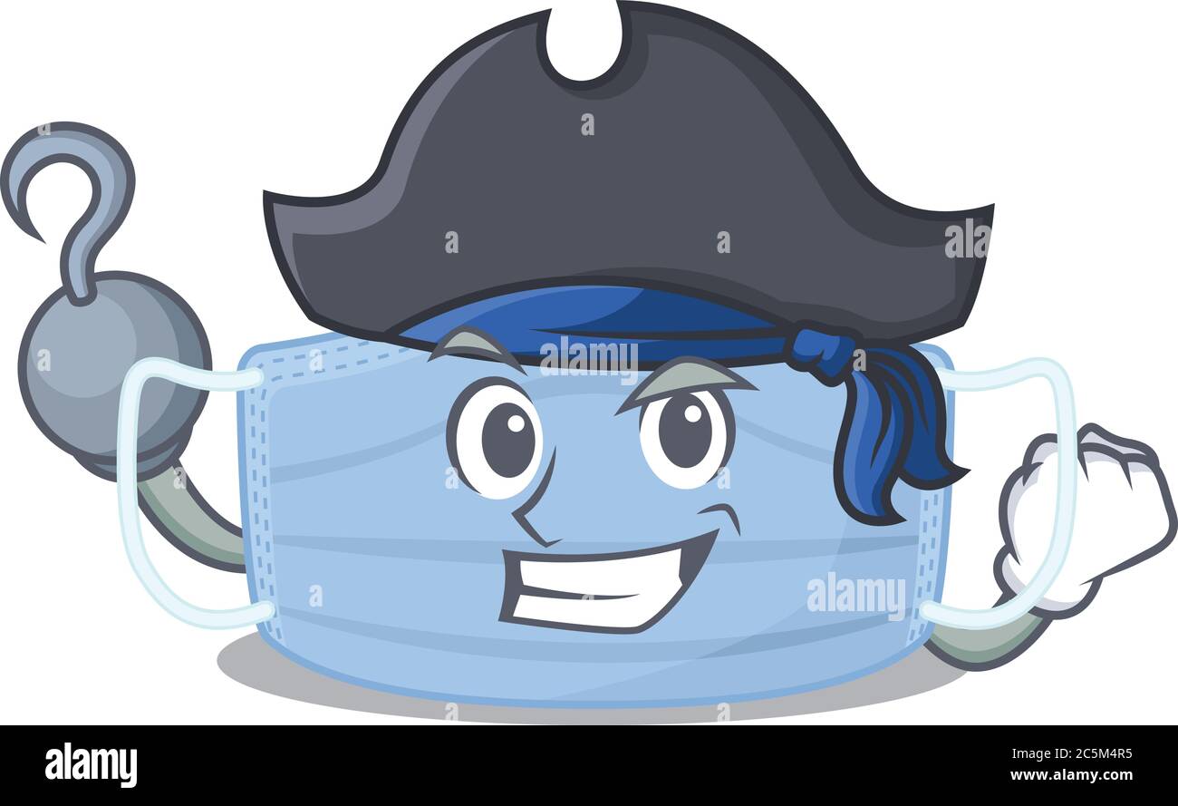 Surgical mask cartoon design in a Pirate character with one hook hand ...