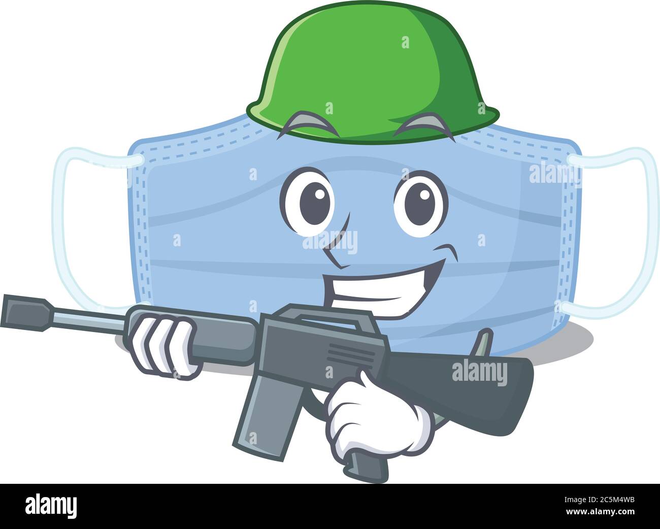A cartoon picture of Army surgical mask holding machine gun Stock ...