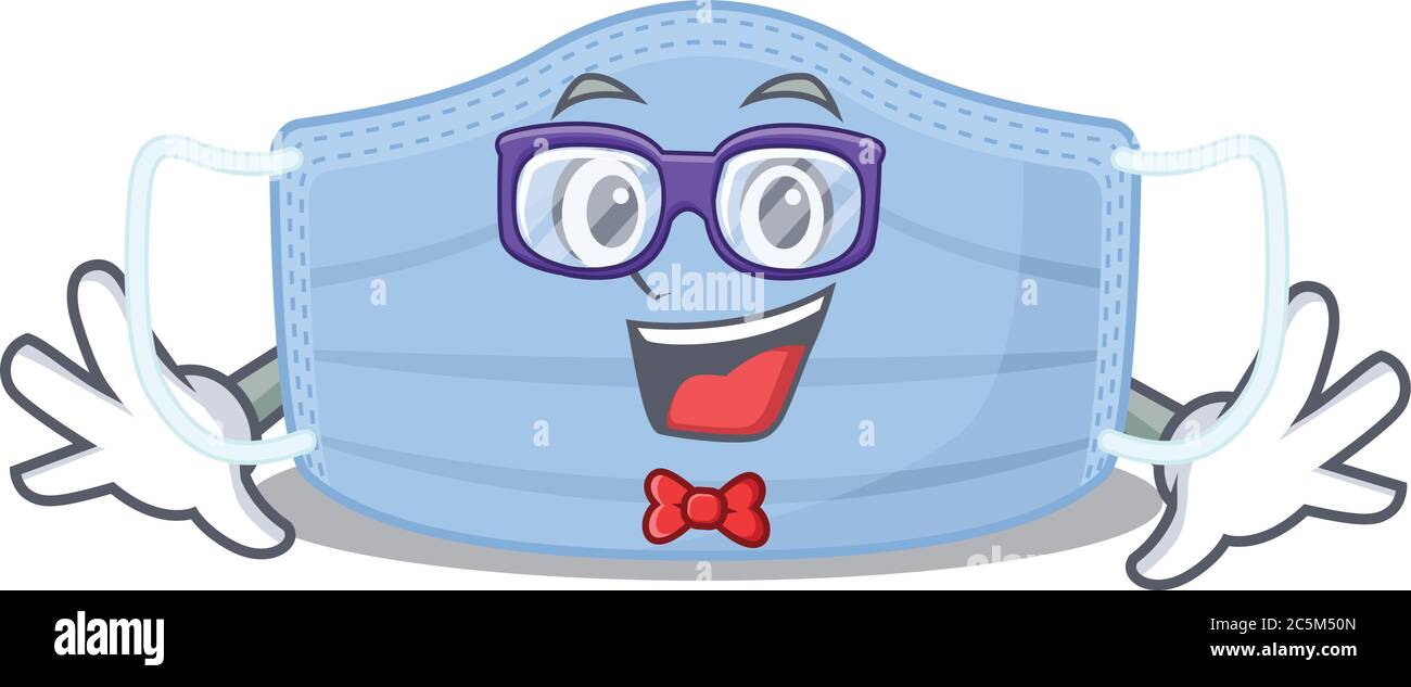 A cartoon drawing of geek surgical mask wearing weird glasses Stock ...
