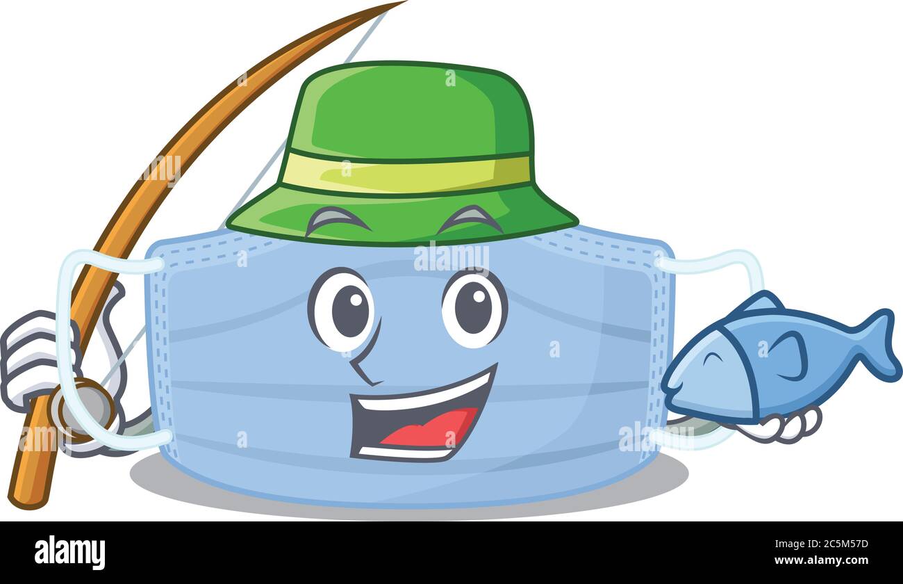 Cartoon design style of surgical mask goes to fishing Stock Vector ...