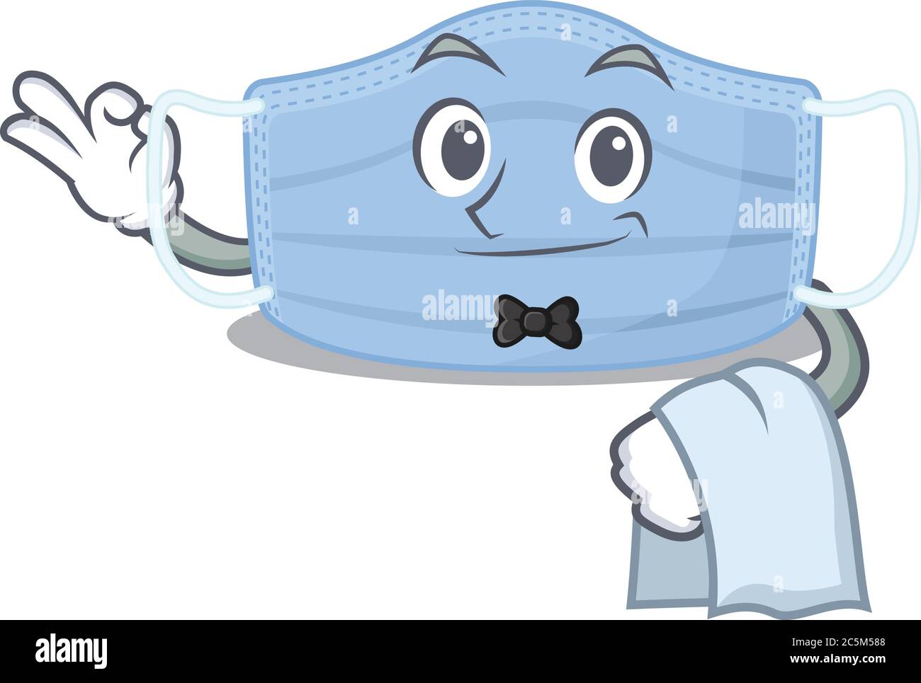 A cartoon picture of surgical mask waiter with a white napkin Stock ...
