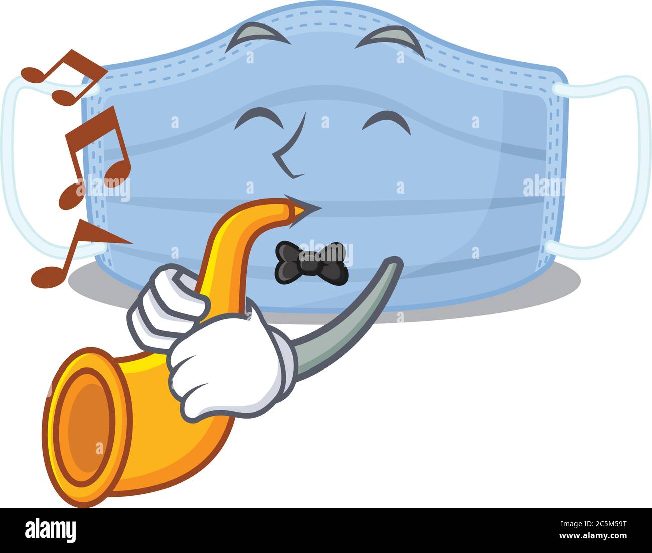 Surgical mask musician of cartoon design playing a trumpet Stock Vector ...
