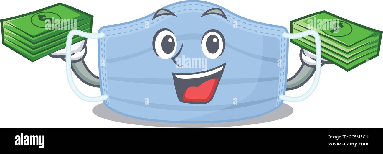 A wealthy surgical mask cartoon character with much money Stock Vector ...