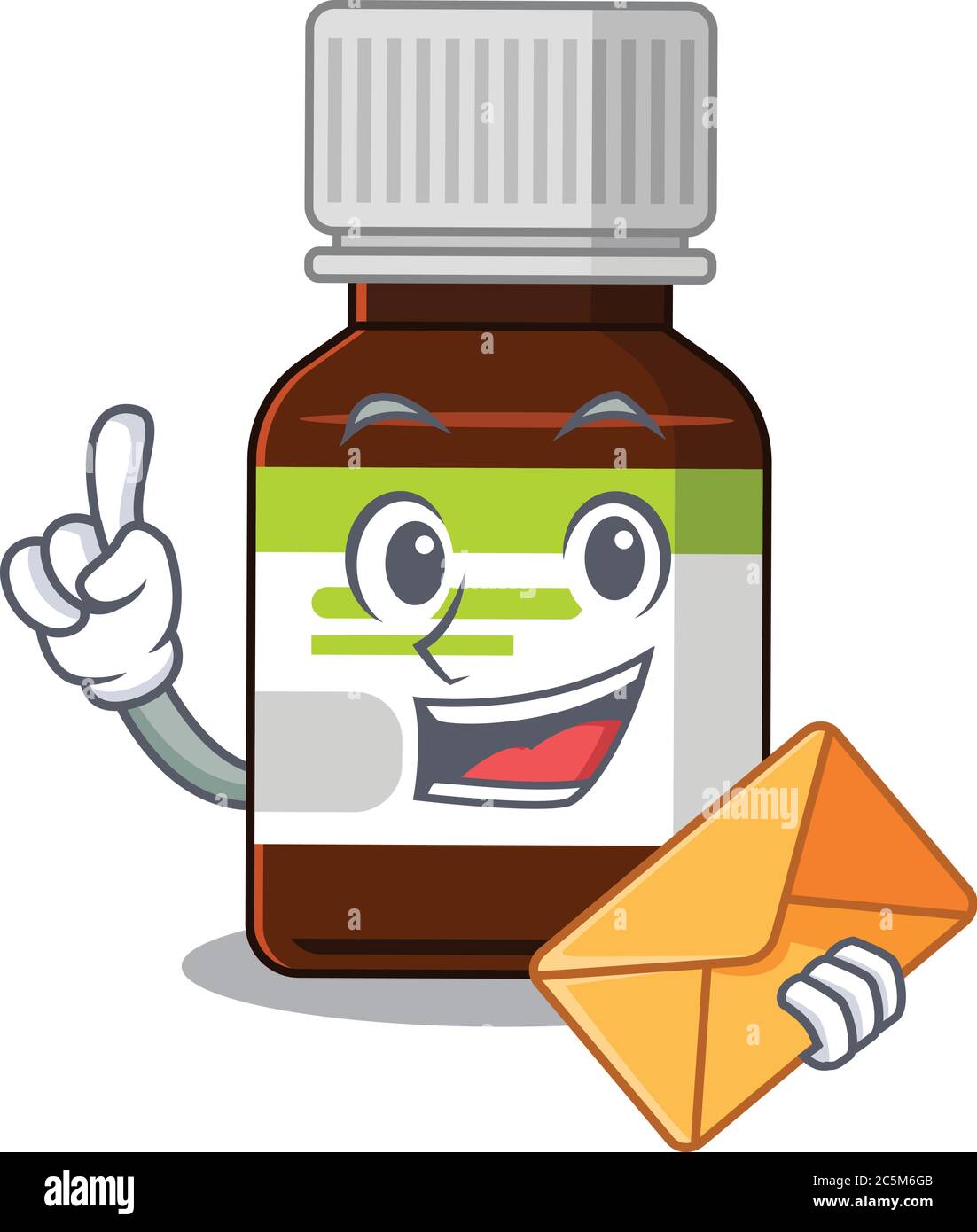 A picture of cheerful antibiotic bottle cartoon design with brown ...