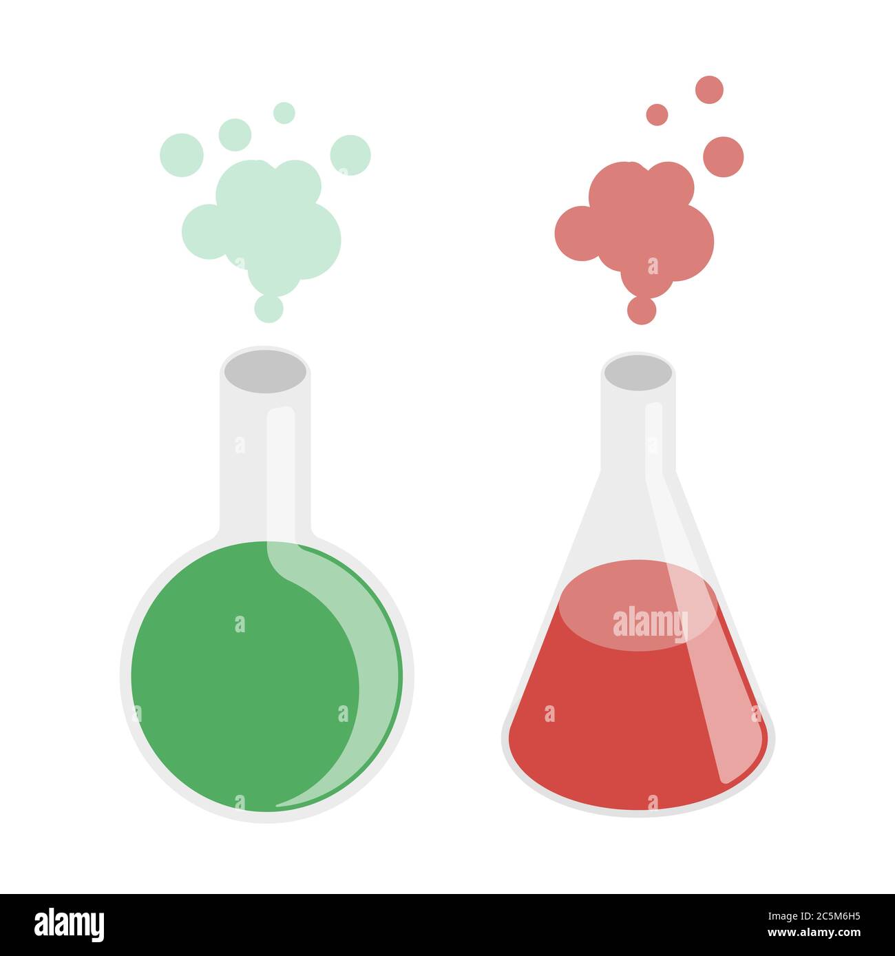 Laboratory glass flasks in trendy flat style. Vector illustration. ESP ...