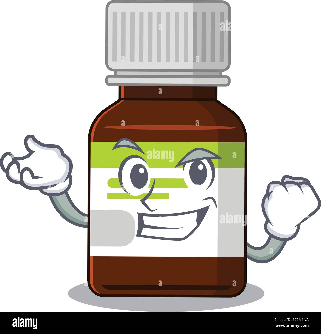 A funny cartoon design concept of antibiotic bottle with happy face ...