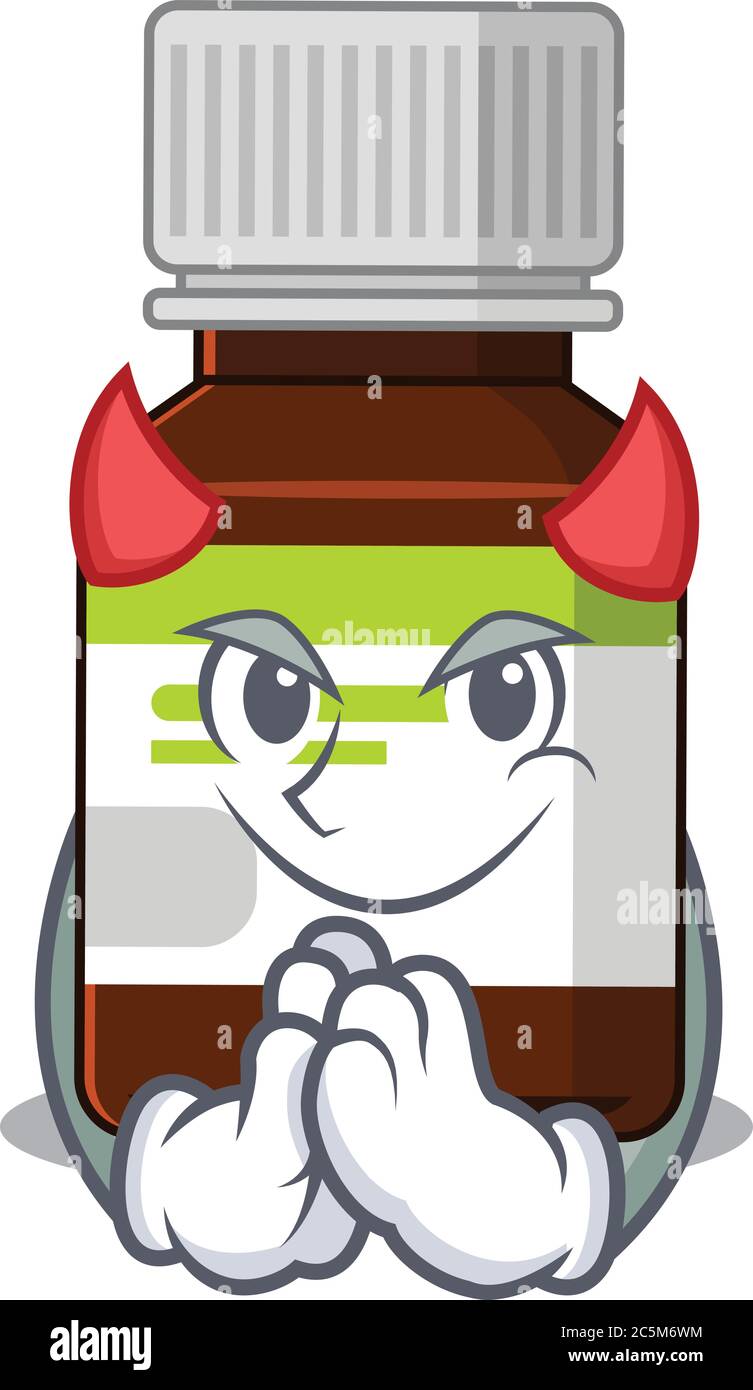 Antibiotic bottle clothed as devil cartoon character design concept ...