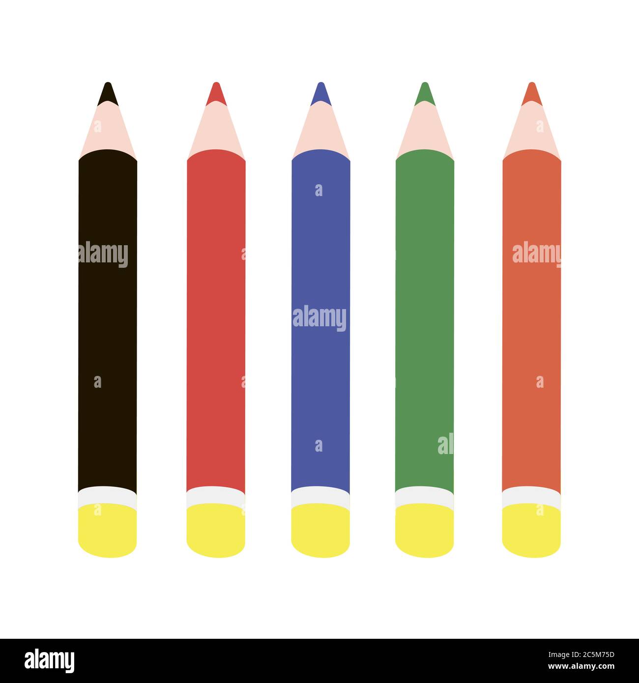 Color pencils on white background. Vector illustration in trendy flat ...