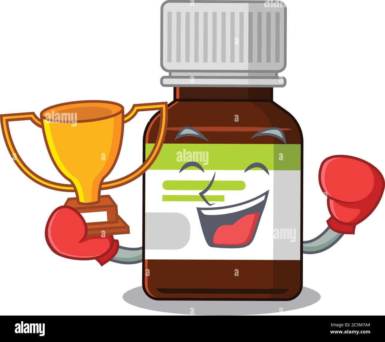An elegant boxing winner of antibiotic bottle caricature design concept ...