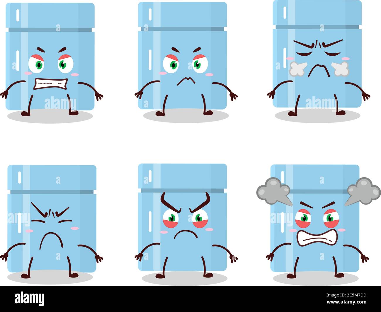 Fridge cartoon character with various angry expressions Stock Vector ...