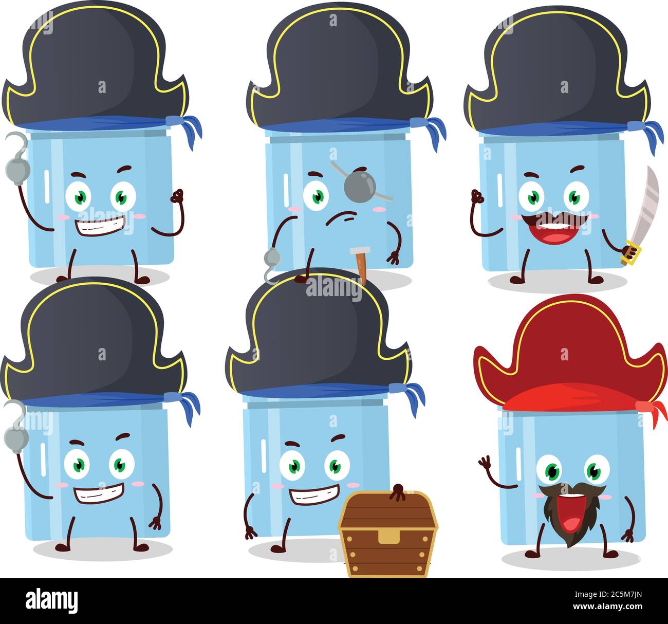 Cartoon character of fridge with various pirates emoticons Stock Vector ...