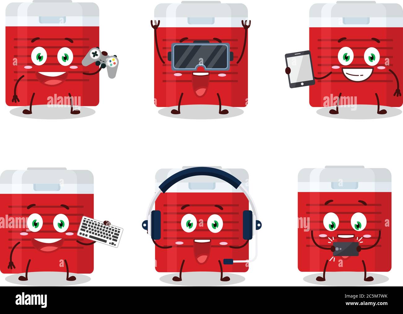 Ice cooler cartoon character are playing games with various cute ...