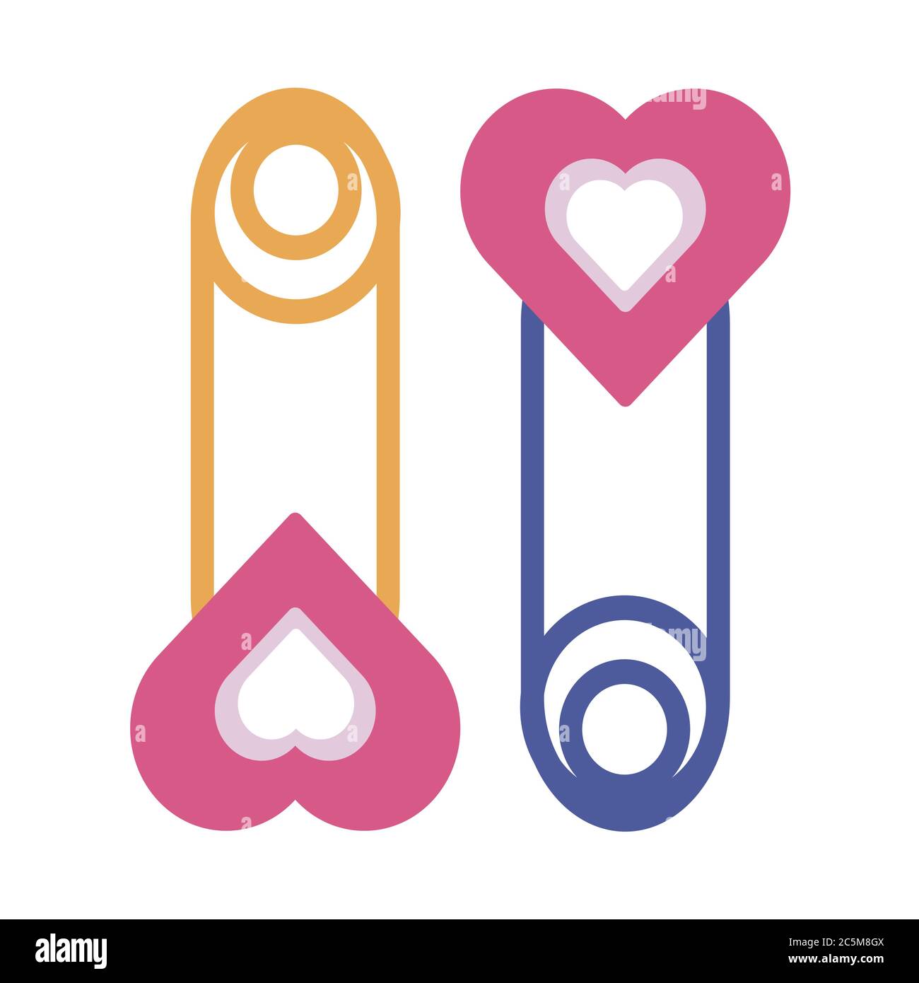 Baby Safety Pins on white background. Vector illustration in trendy ...