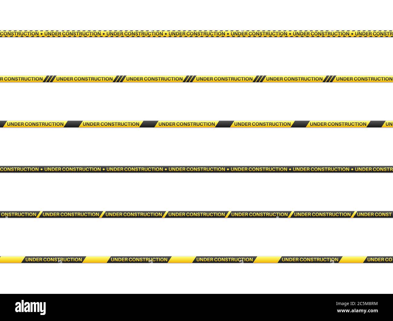 Under construction tape set on a white background. Vector illustration ...