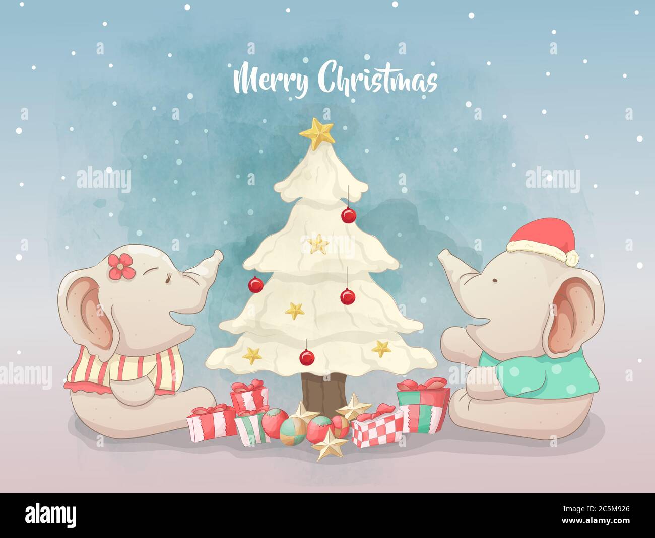 Elephant santa claus Stock Vector Images - Alamy