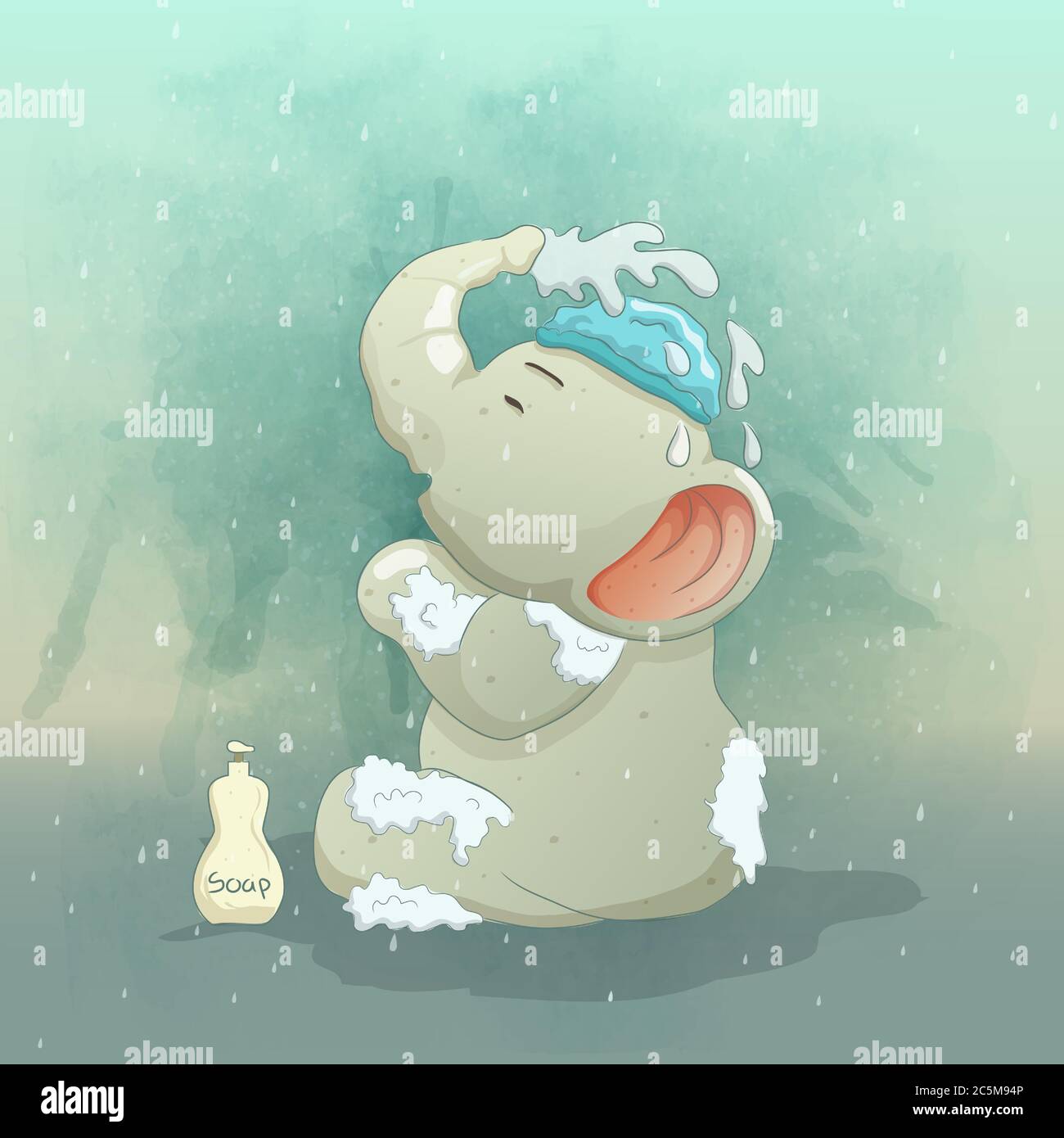 Elephant taking a bath Stock Vector Images - Alamy
