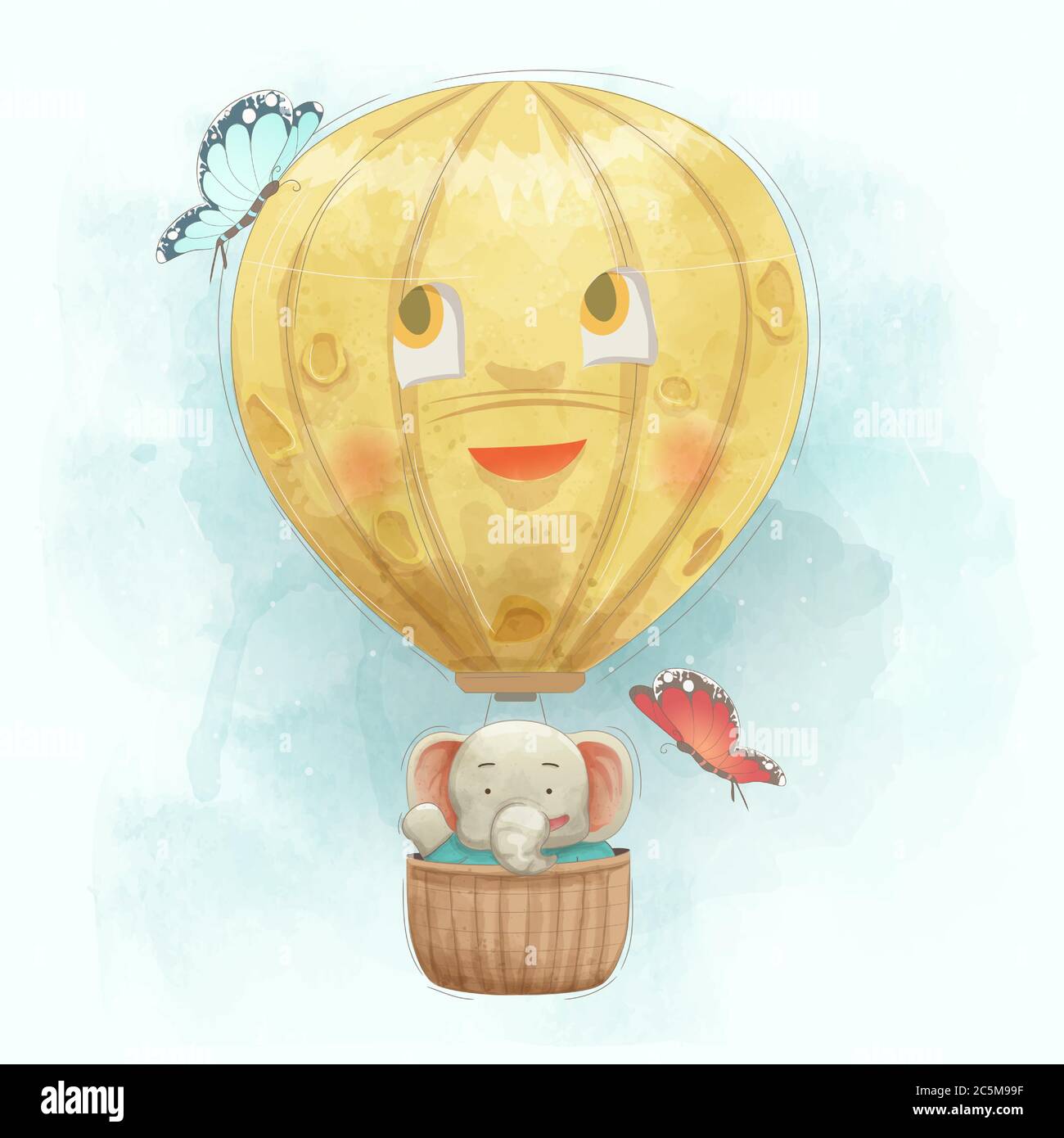 Elephant cartoon flying hi-res stock photography and images - Alamy