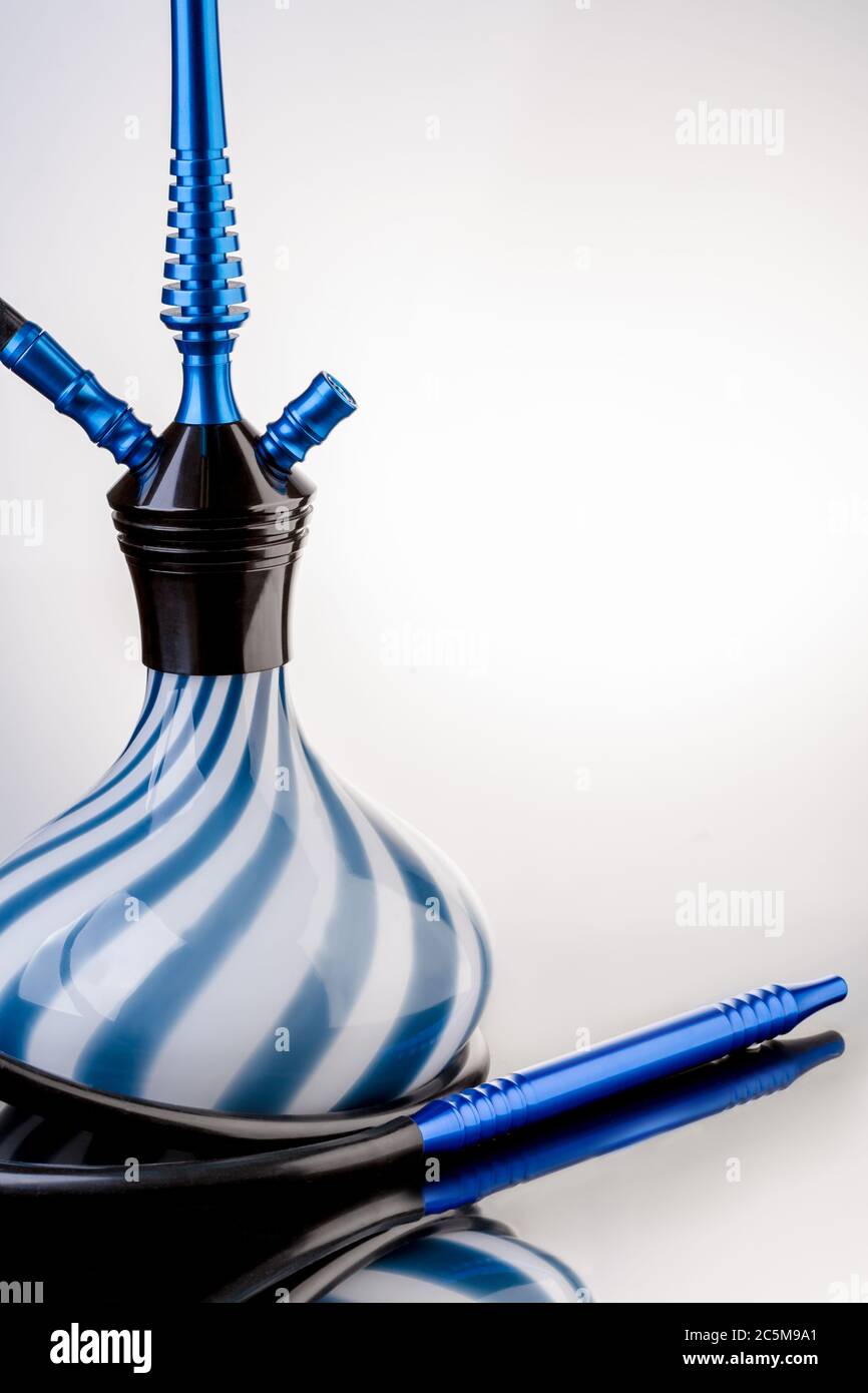 Part of blue hookah on white background Stock Photo - Alamy