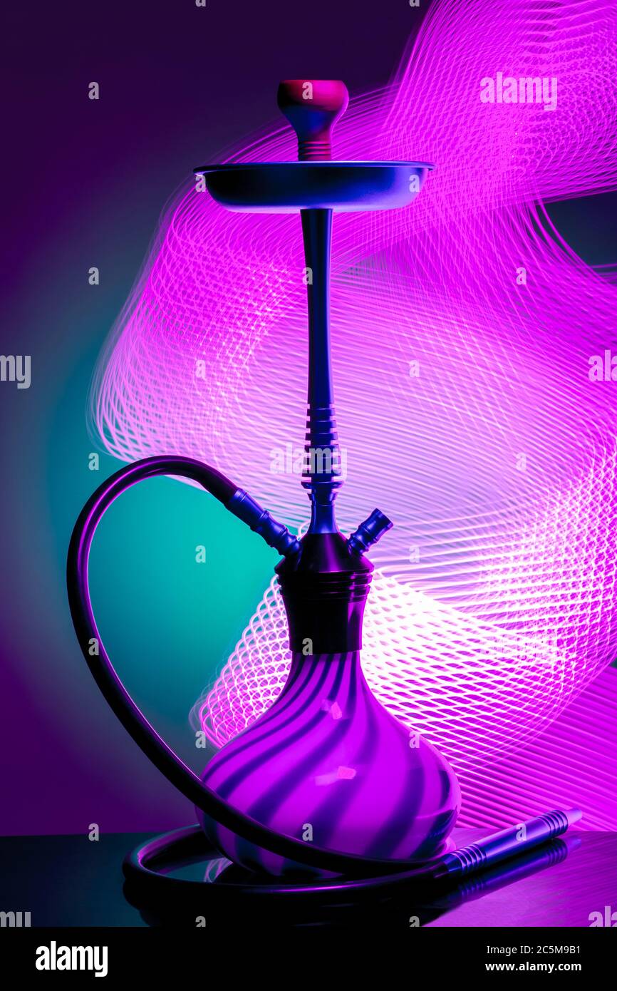 Blue hookah. Interesting background. Abstract background. Disco ...
